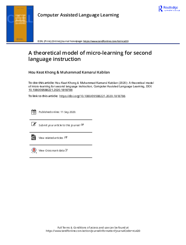 (PDF) A theoretical model of micro-learning for second language instruction