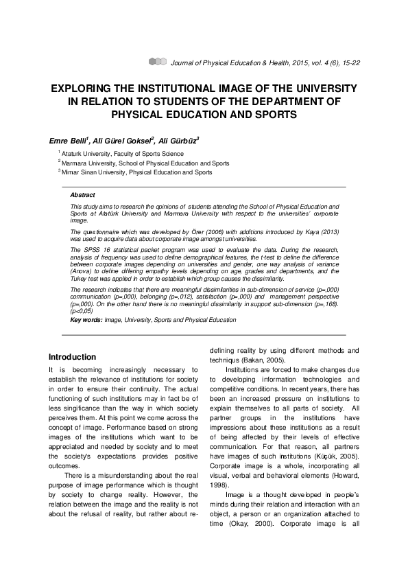 (PDF) Exploring the Institutional Image of the University in Relation ...