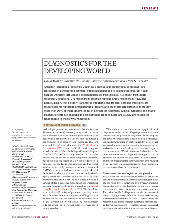 (PDF) Diagnostics for the developing world