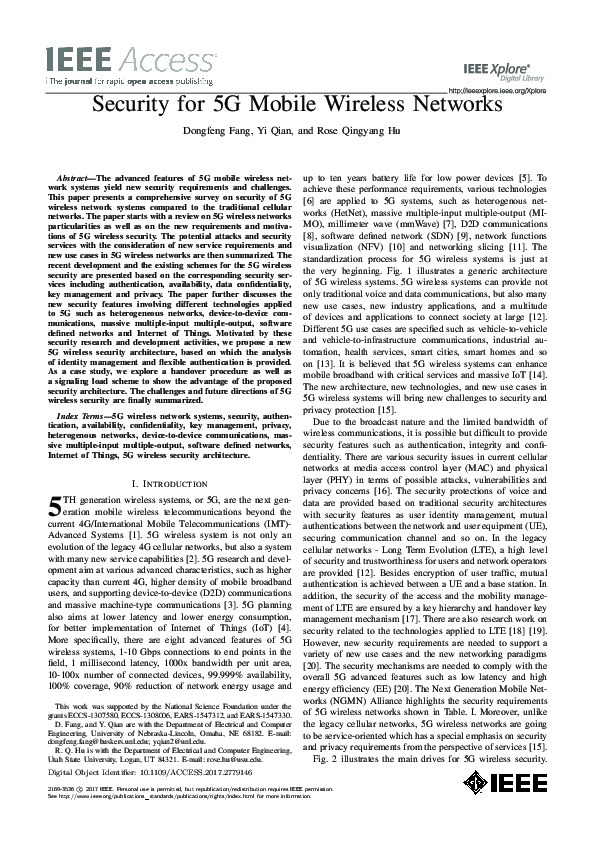 (PDF) Security for 5G Mobile Wireless Networks | sabhyata soni - Academia.edu