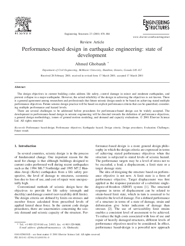 (PDF) Performance-based design in earthquake engineering: state of development