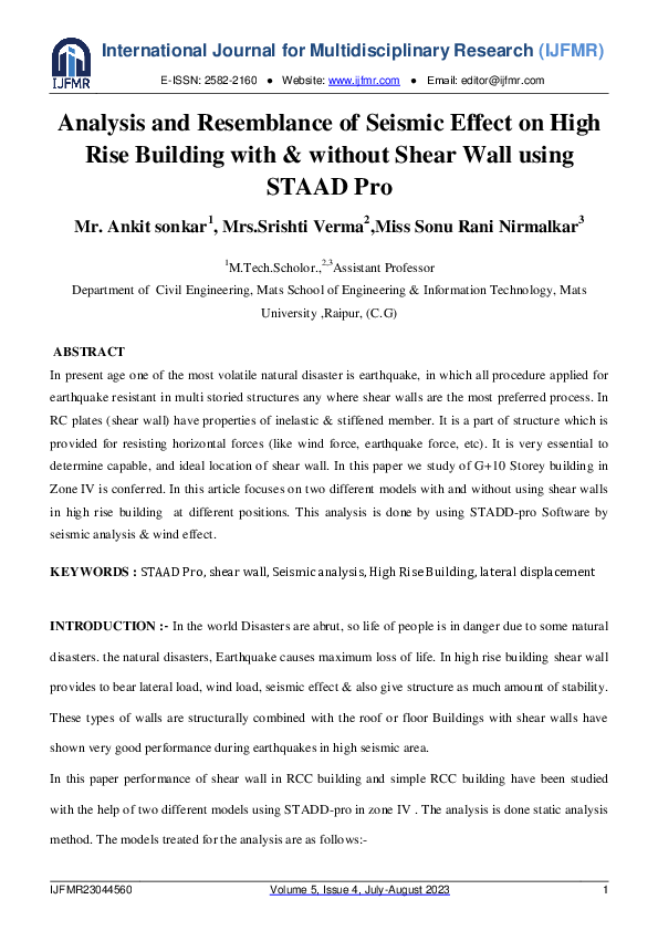 (PDF) Analysis and Resemblance of Seismic Effect on High Rise Building ...