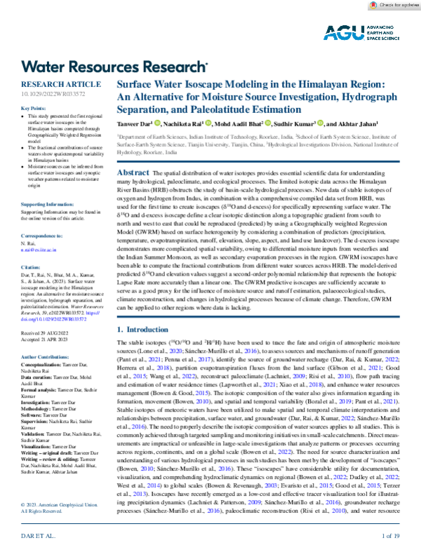 (PDF) Surface Water Isoscape Modeling in the Himalayan Region: An ...