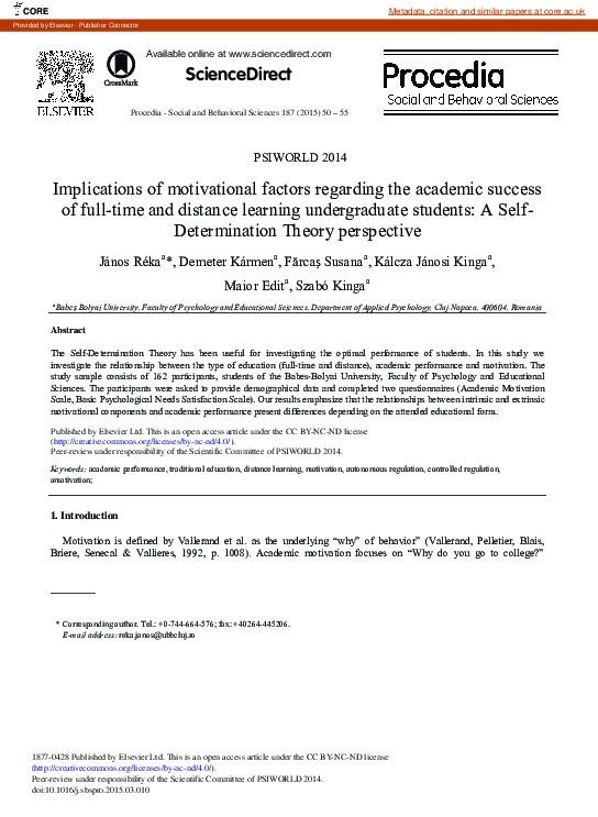 (PDF) Implications of Motivational Factors Regarding the Academic ...