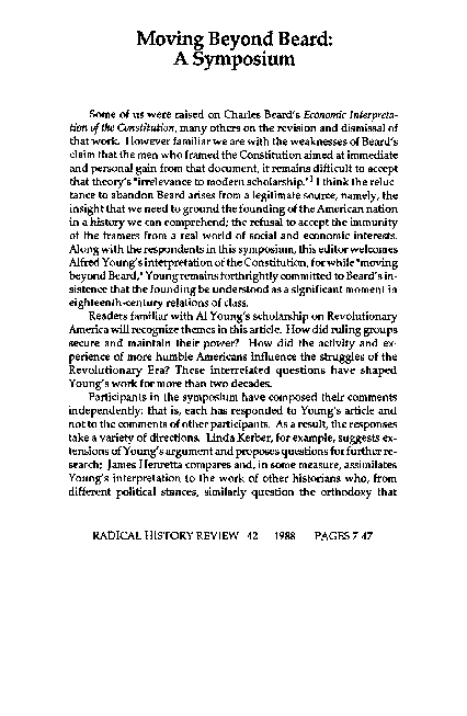 (PDF) Moving Beyond Beard: A Symposium
