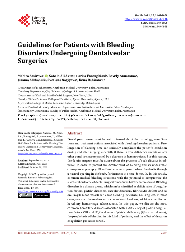 (PDF) Guidelines for Patients with Bleeding Disorders Undergoing ...