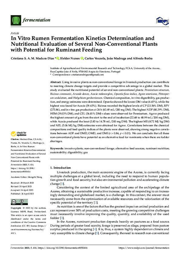(PDF) In Vitro Rumen Fermentation Kinetics Determination and Nutritional Evaluation of Several ...