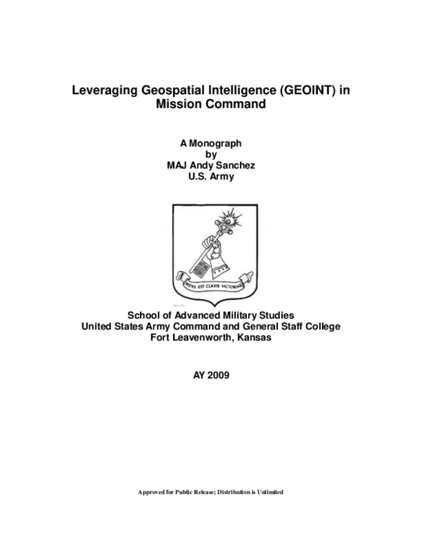 (PDF) Leveraging Geospatial Intelligence (GEOINT) in Mission Command