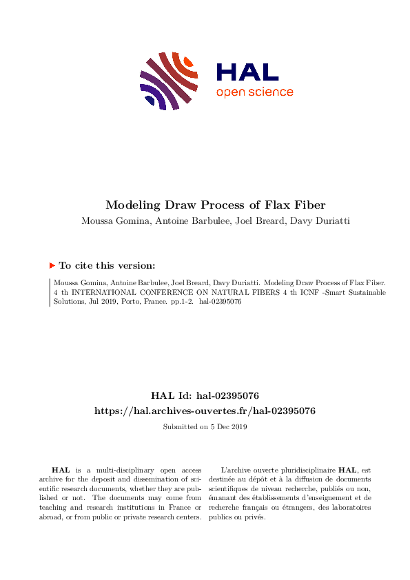 (PDF) Modeling Draw Process of Flax Fiber