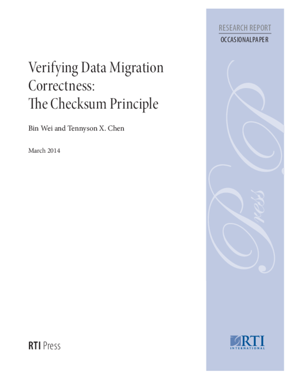 (PDF) Verifying Data Migration Correctness: The Checksum Principle