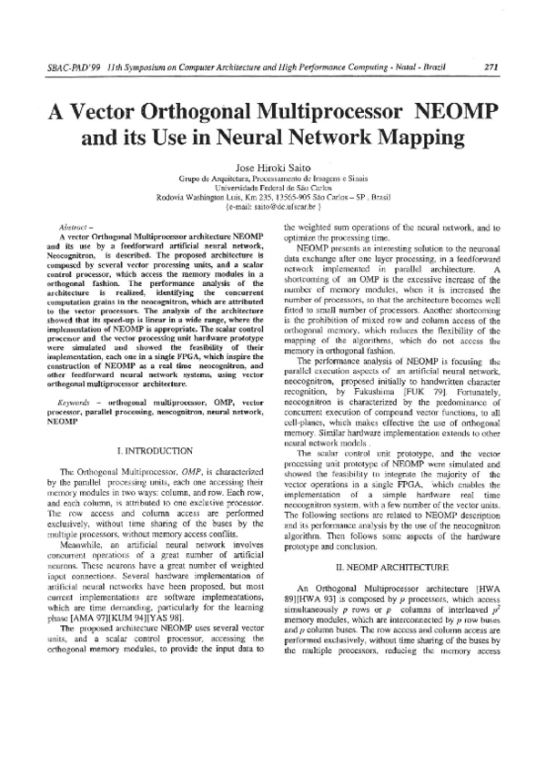 (PDF) A Vector Orthogonal Multiprocessor NEOMP and its Use in Neural Network Mapping | José ...