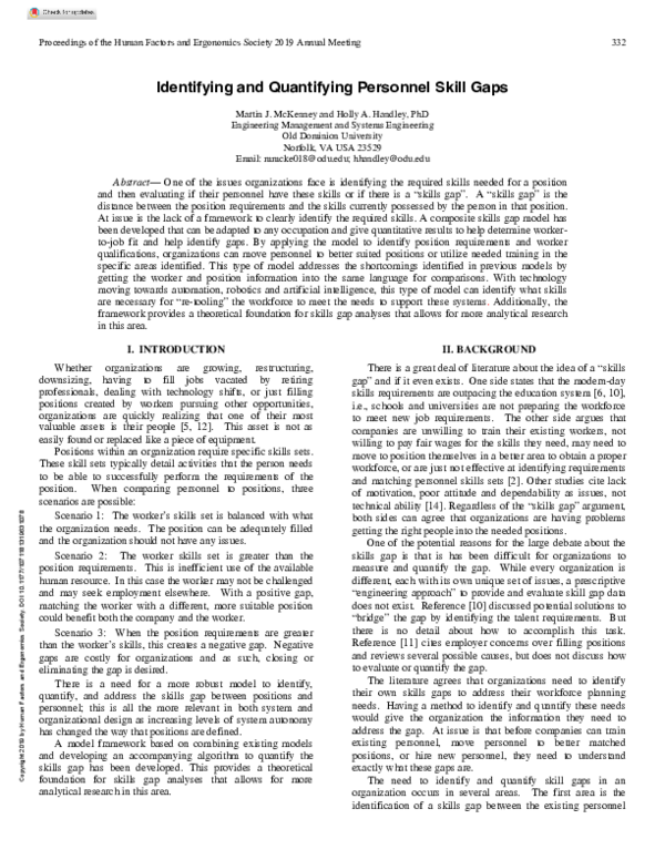 (PDF) Identifying and Quantifying Personnel Skill Gaps