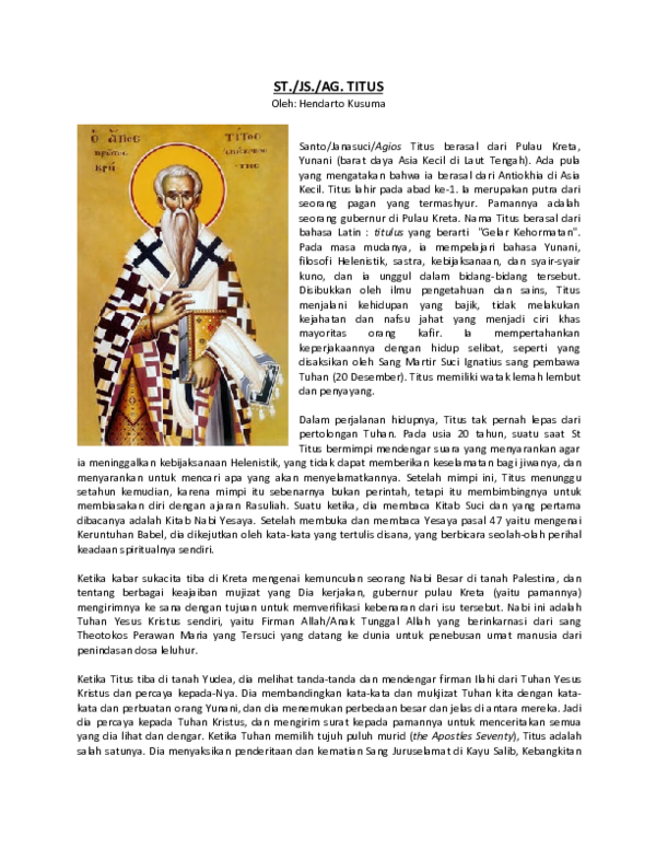 (PDF) SYNAXARION RIWAYAT ST TITUS