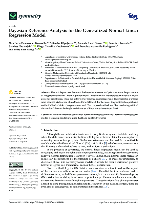 Pdf Bayesian Reference Analysis For The Generalized Normal Linear