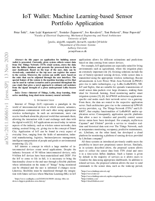 (PDF) IoT Wallet: Machine Learning-based Sensor Portfolio Application