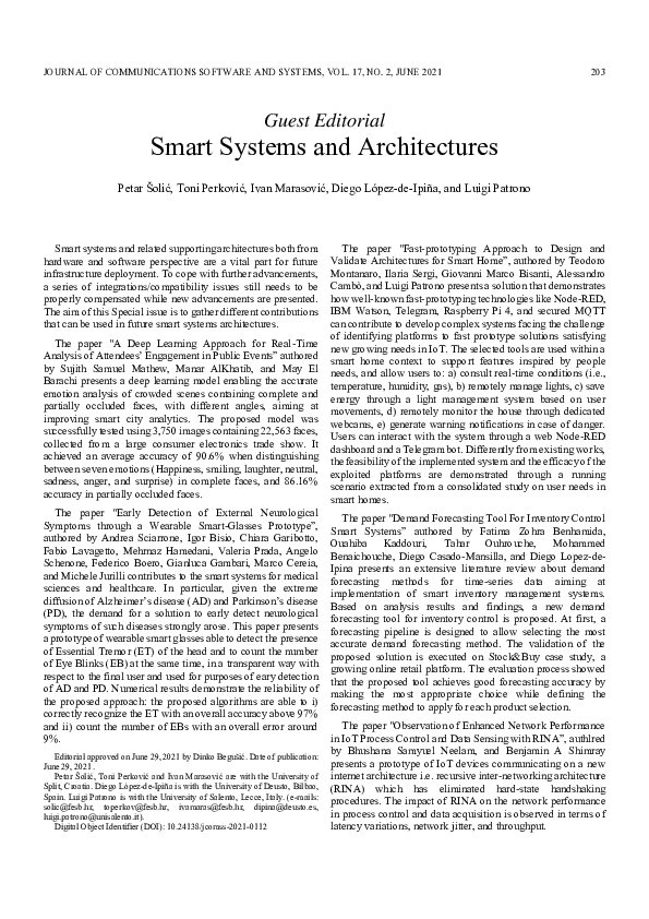 (PDF) Guest Editorial: Smart Systems and Architectures