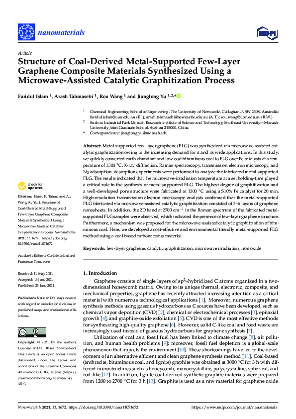 (PDF) Structure of Coal-Derived Metal-Supported Few-Layer Graphene Composite Materials ...
