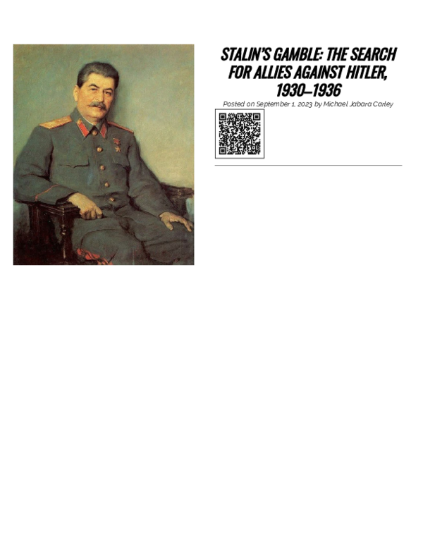(PDF) Stalins gamble the search for allies against hitler