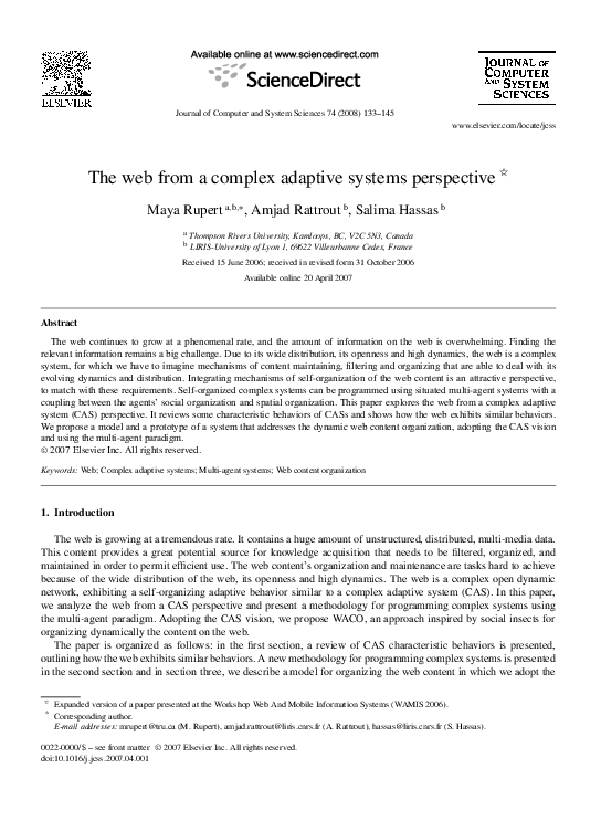 (PDF) The web from a complex adaptive systems perspective