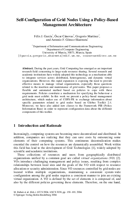 (PDF) Self-Configuration of Grid Nodes Using a Policy-Based Management ... (PDF) Self-Configuration of Grid Nodes Using a Policy-Based Management ...