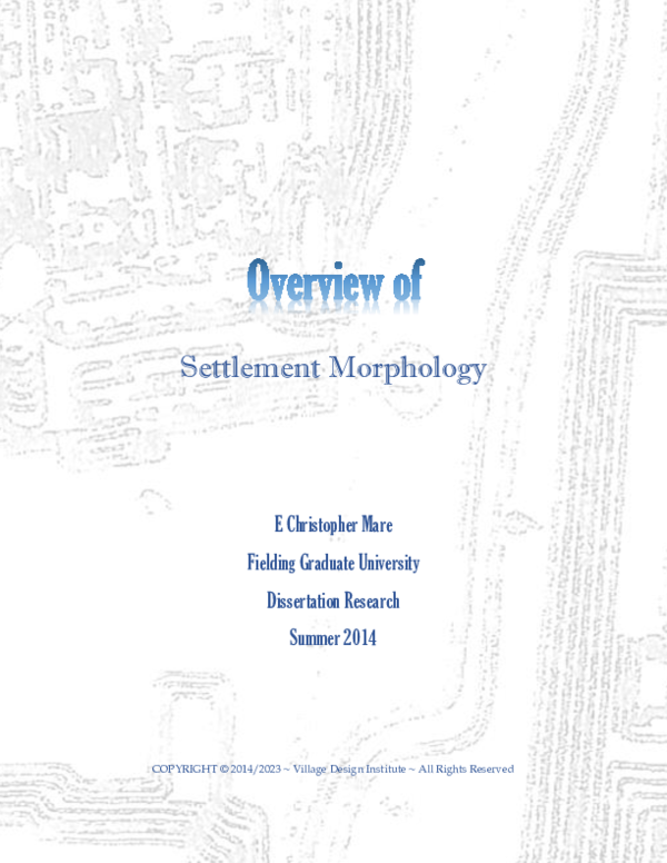 (PDF) Overview of Settlement Morphology