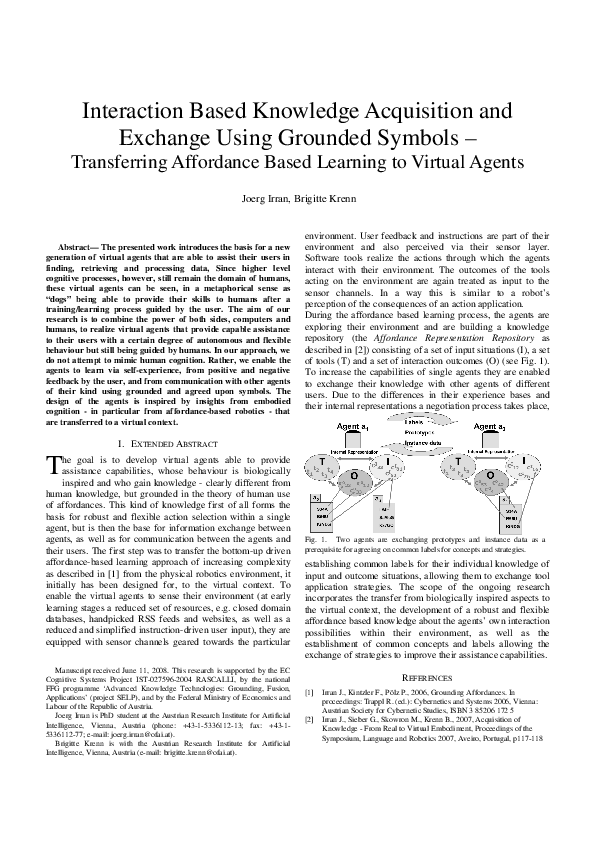 (PDF) Knowledge Exchange Through Grounded Symbols for Virtual Agents