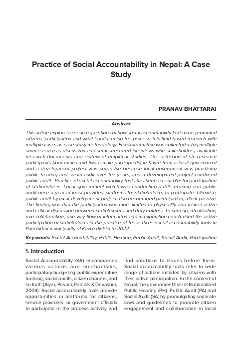 (PDF) Practice of Social Accountability in Nepal: A Case Study
