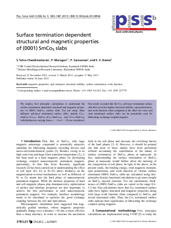 (PDF) Surface termination dependent structural and magnetic properties ...