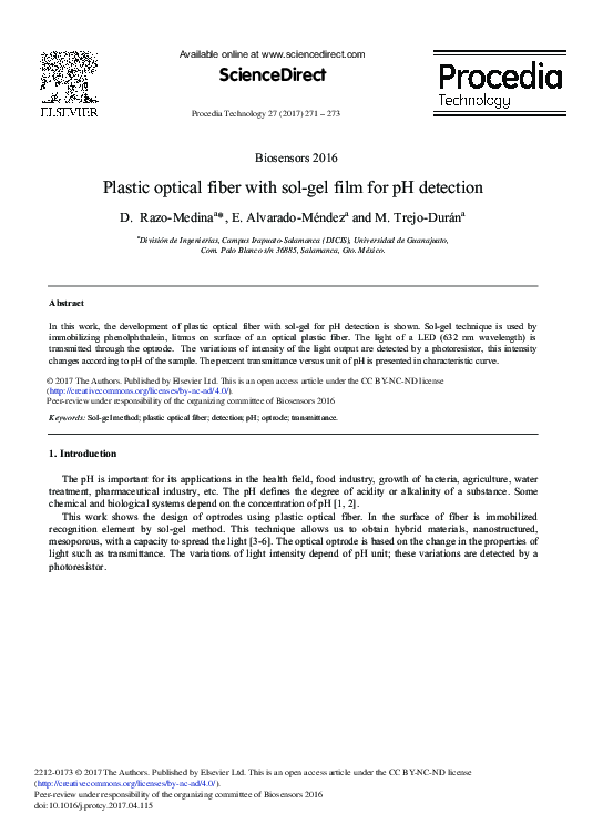 (PDF) Plastic Optical Fiber with Sol-gel Film for pH Detection