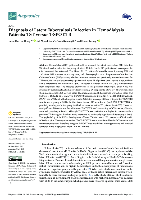 (PDF) Diagnosis of Latent Tuberculosis Infection in Hemodialysis ...