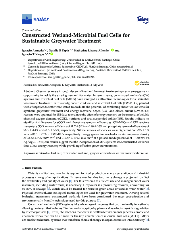 (PDF) Constructed Wetland-Microbial Fuel Cells for Sustainable Greywater Treatment