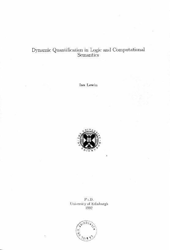 Pdf Dynamic Quantification In Logic And Computational Semantics