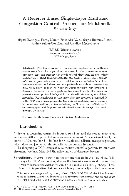 (PDF) A Receiver Based Single-Layer Multicast Congestion Control Protocol for Multimedia ...