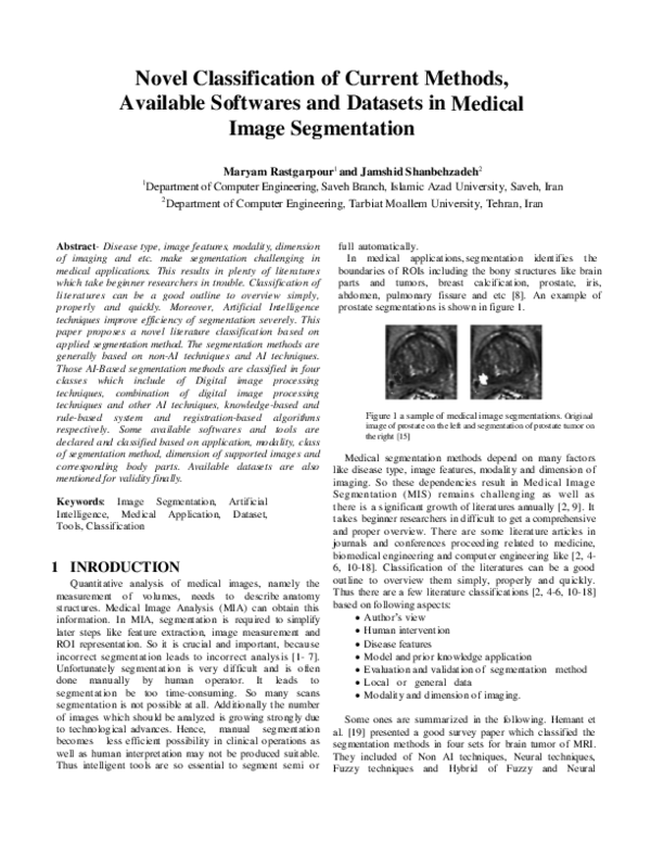 (PDF) Novel Classification of Current Methods, Available Softwares and ...