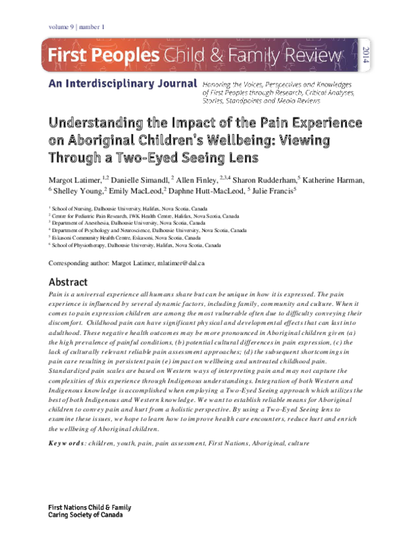 (PDF) Understanding the Impact of the Pain Experience on Aboriginal ...