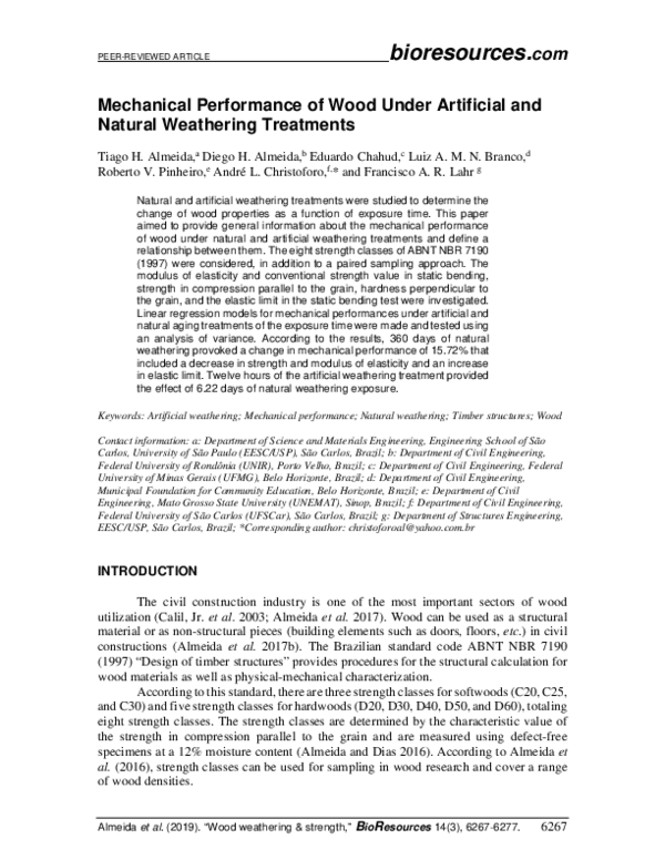 (PDF) Mechanical performance of wood under artificial and natural ...