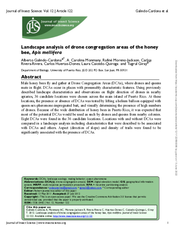 (PDF) Landscape Analysis of Drone Congregation Areas of the Honey Bee ...