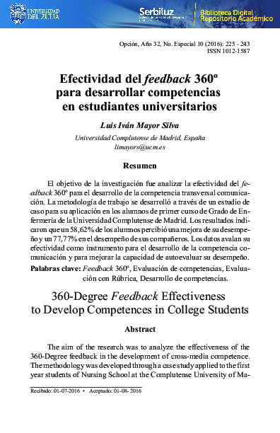 (PDF) Efectividad del feedback 360º para desarrollar competencias en ...