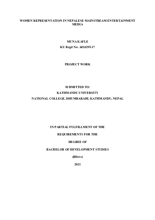 (DOC) Final Thesis Report on Women Representation In Nepalese ...