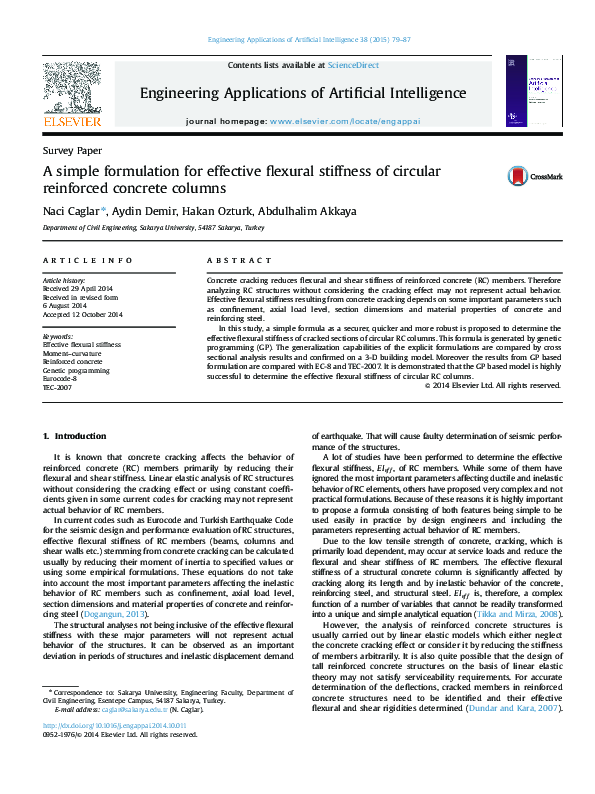 Pdf A Simple Formulation For Effective Flexural Stiffness Of Circular Reinforced Concrete Columns