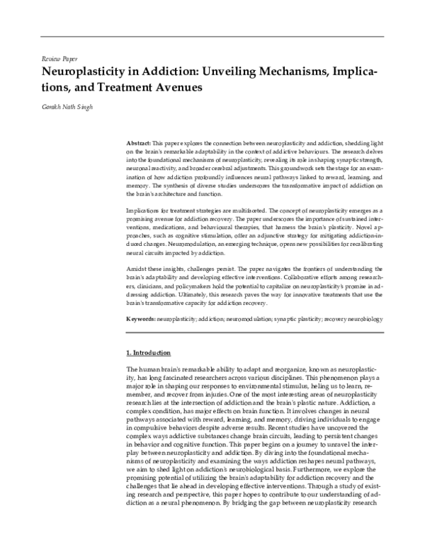 (PDF) Neuroplasticity in Addiction: Unveiling Mechanisms, Implications ...