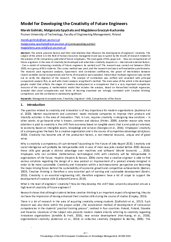 (PDF) Model for Developing the Creativity of Future Engineers