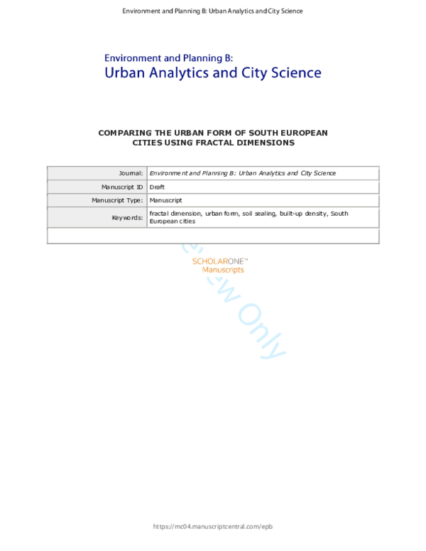(PDF) Comparing the urban form of South European Cities using fractal dimensions