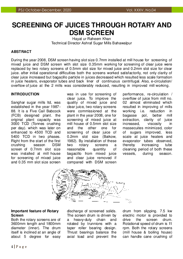 (PDF) Screening of Juices Through Rotary and DSM Screen