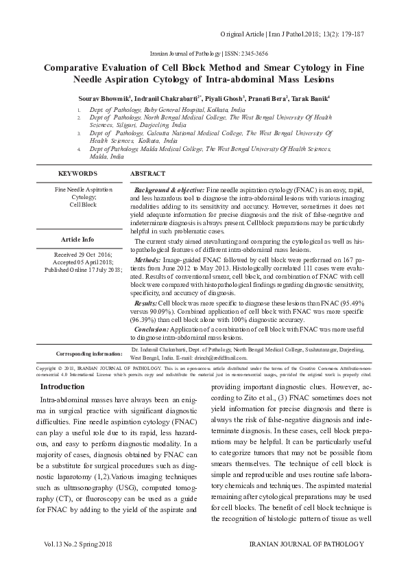 (PDF) Comparative Evaluation of Cell Block Method and Smear Cytology in ...