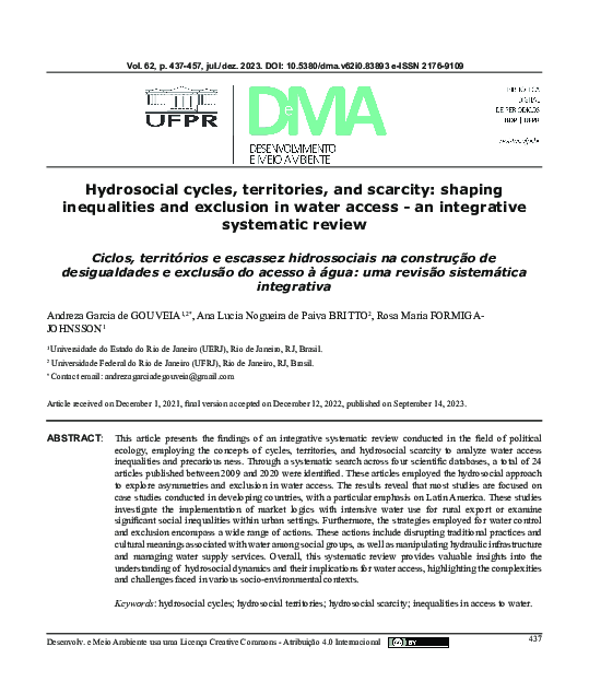 (PDF) Hydrosocial cycles, territories, and scarcity: shaping ...