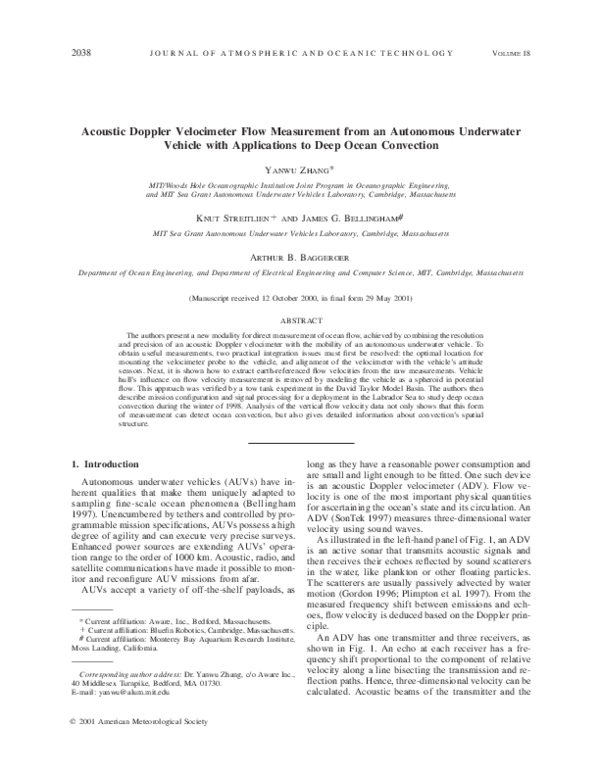 (PDF) Acoustic Doppler Velocimeter Flow Measurement from an Autonomous ...