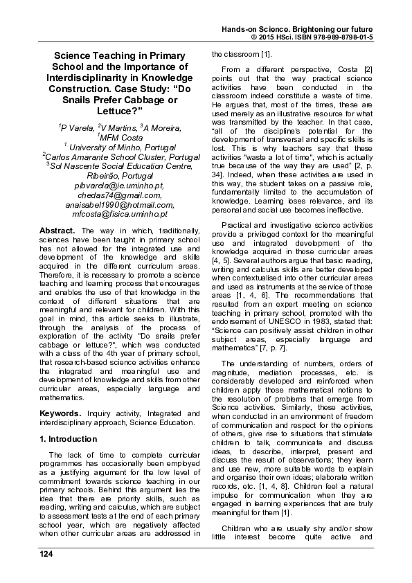 (PDF) Science teaching in primary school and the importance of ...