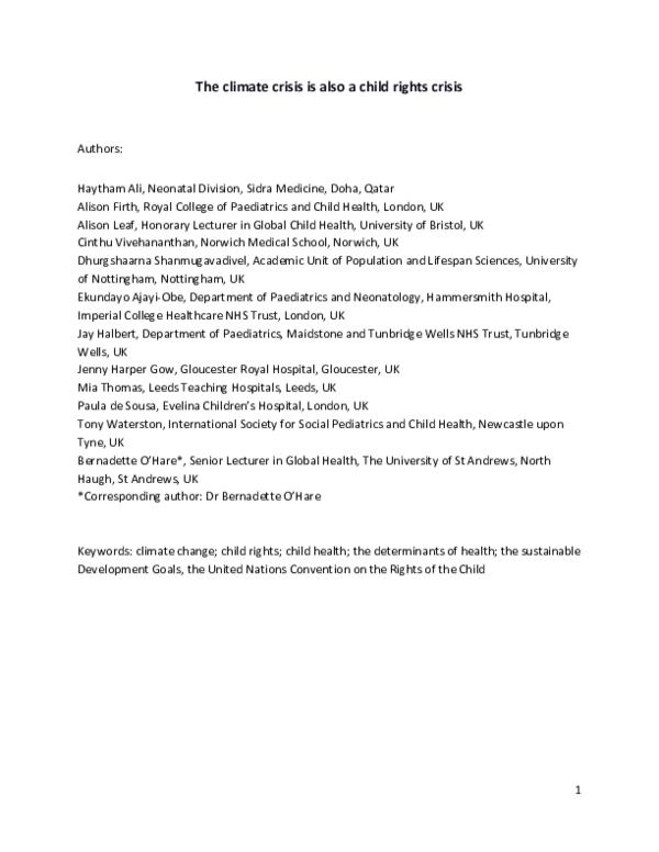 (PDF) The climate crisis is also a child rights crisis