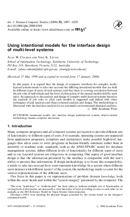 (PDF) Using intentional models for the interface design of multi-level ...